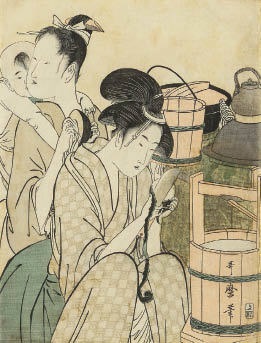 Daidokoro bijin Beauty at kitchen台所美人 by Kitagawa Utamaro on artnet